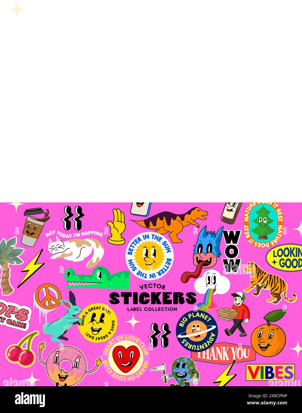 Varied mix of assorted fun cute character stickers and message labels ...