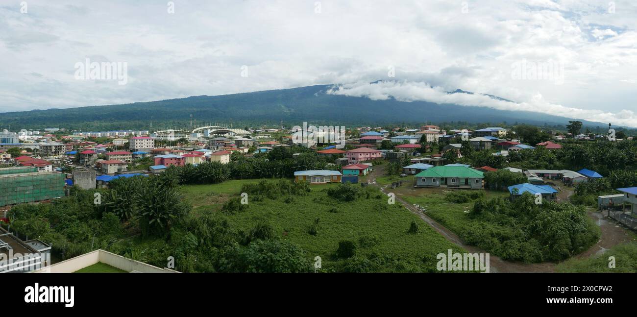 Mount Basilé seen from the capital of equatorial guinea with the green ...