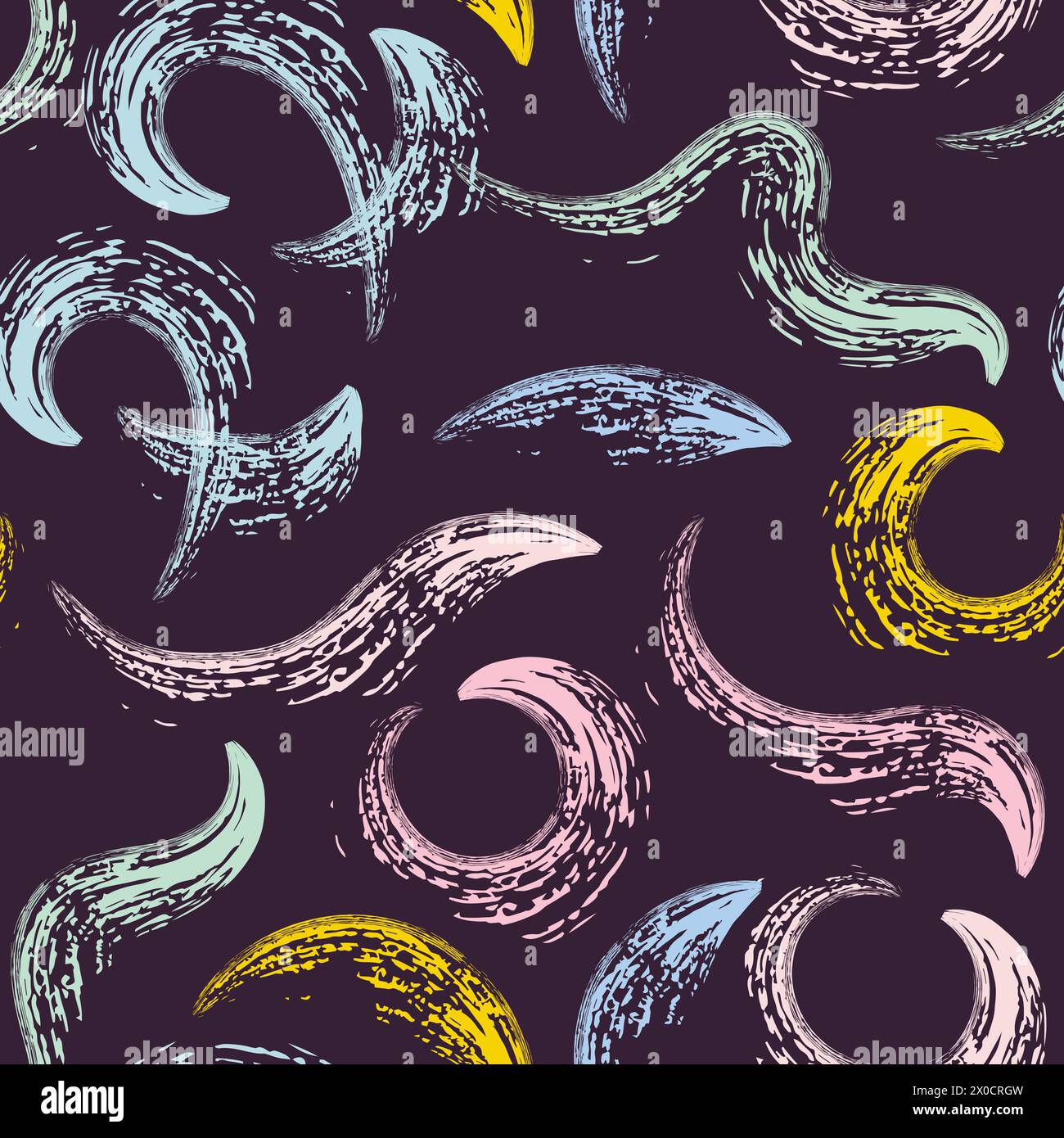Squiggle line doodle seamless pattern wth dry brush scribbles. Creative ...