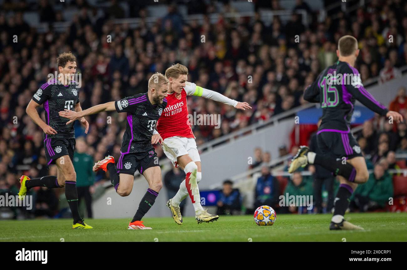 London, England. 09th Apr 2024. Konrad Laimer (Muenchen) Martin ...