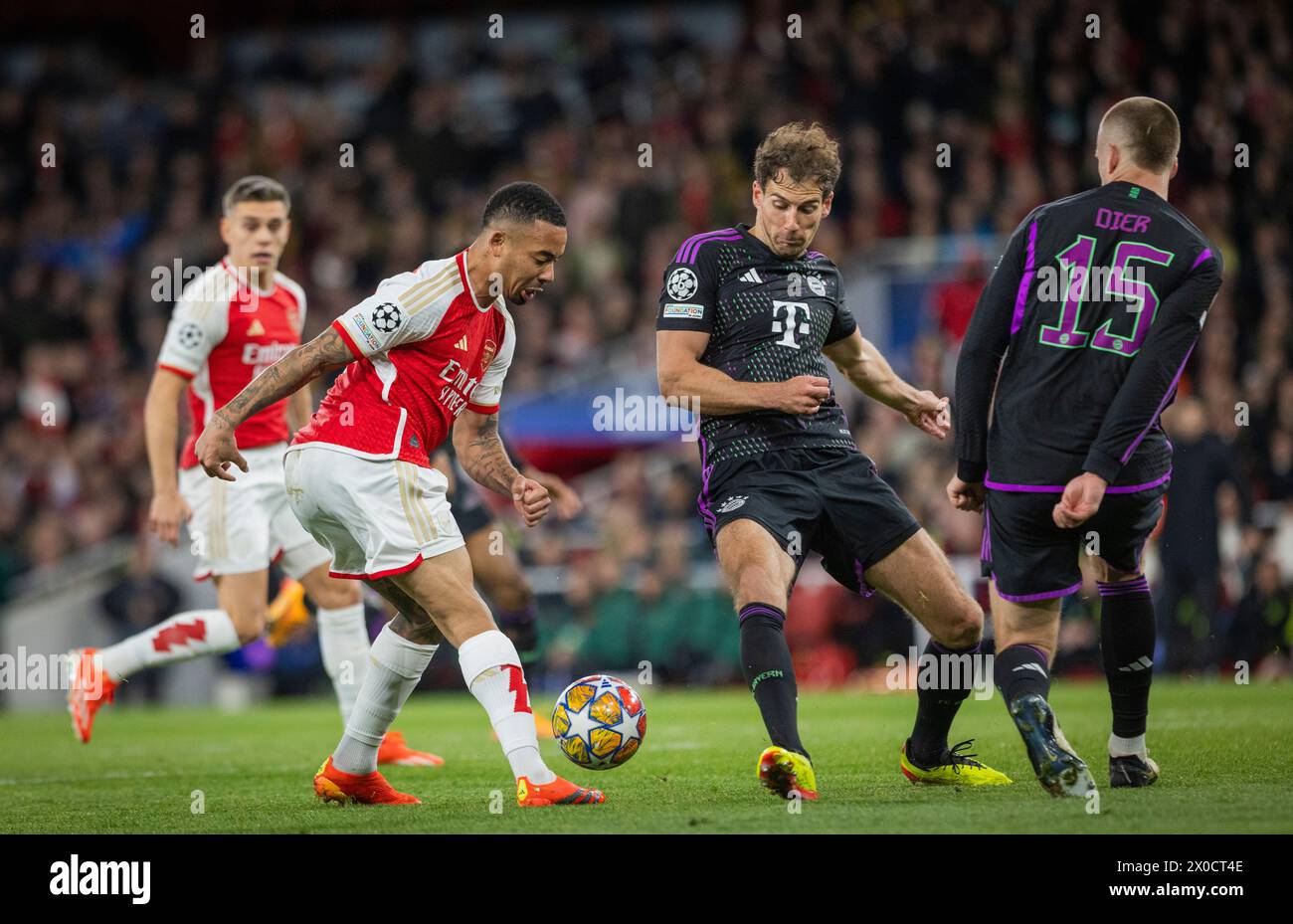 London, England. 09th Apr 2024. Gabriel Jesus (Arsenal) Leon Goretzka ...