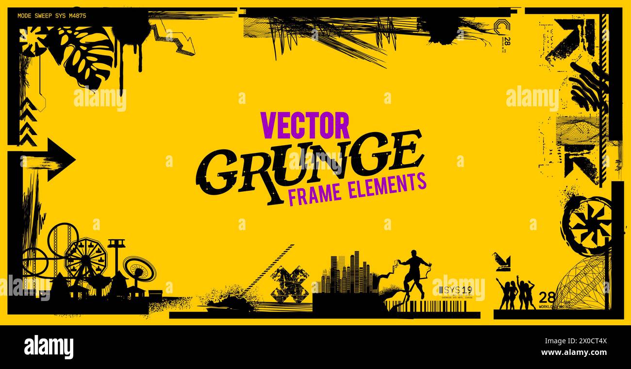 Vector grunge rough textured border elements for framing designs Stock ...