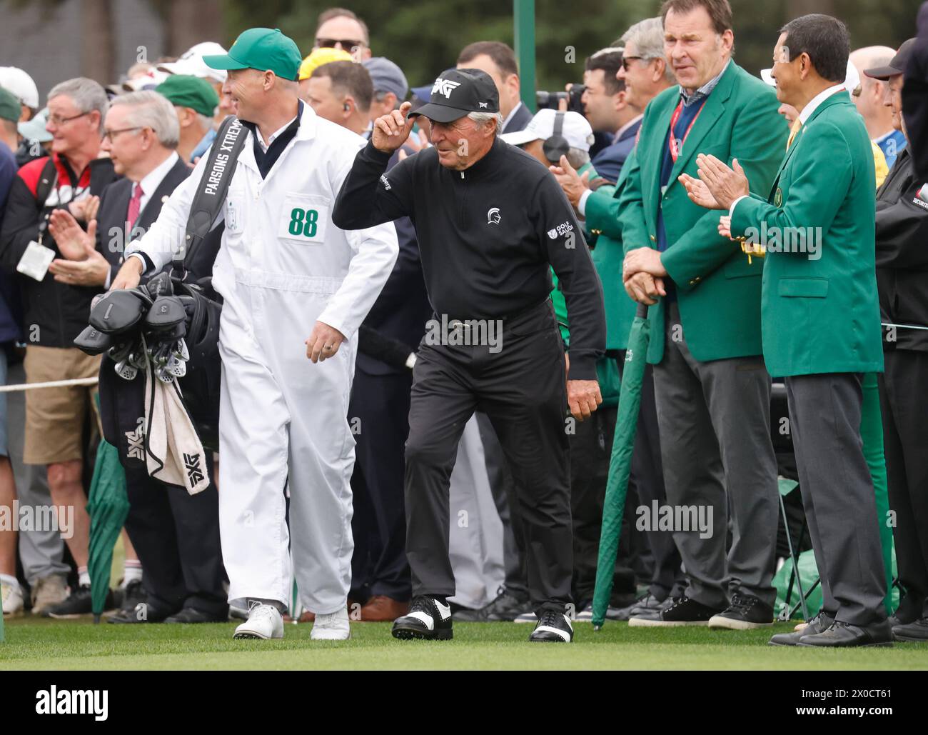 Augusta, United States. 11th Apr, 2024. Honorary starter Gary Player is ...