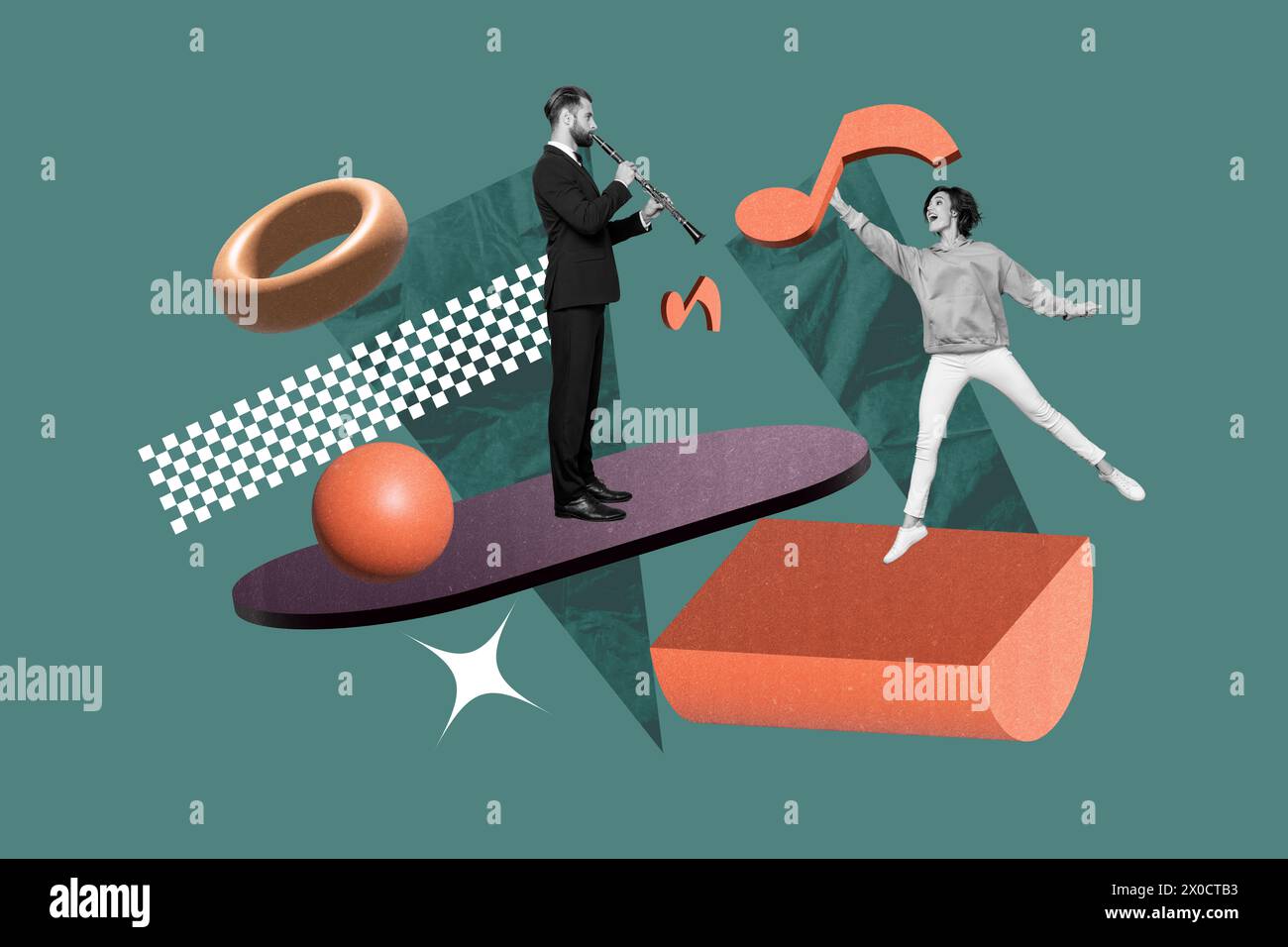 Creative photo collage gentleman young handsome professional player ...