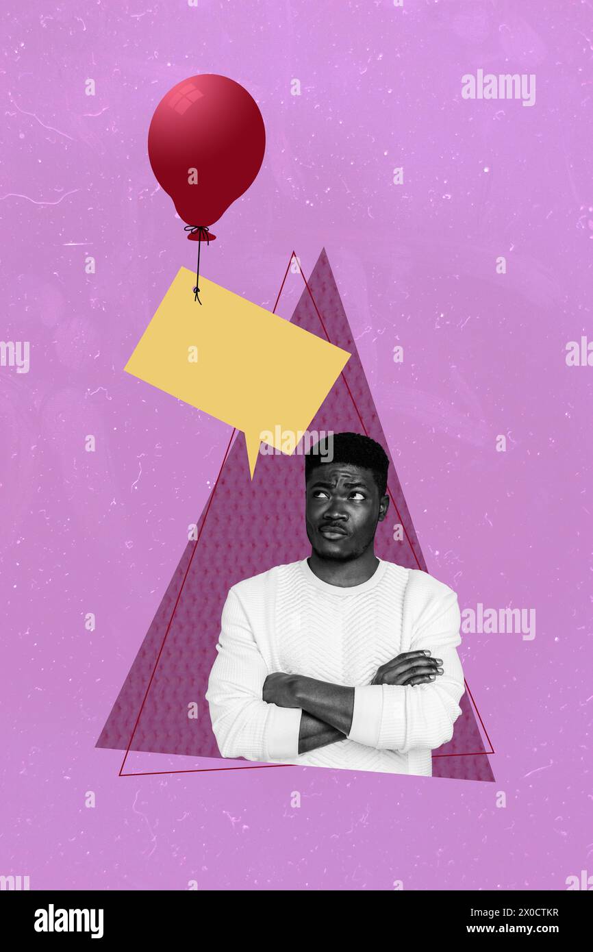 Composite sketch image trend 3D photo collage of young confused ...