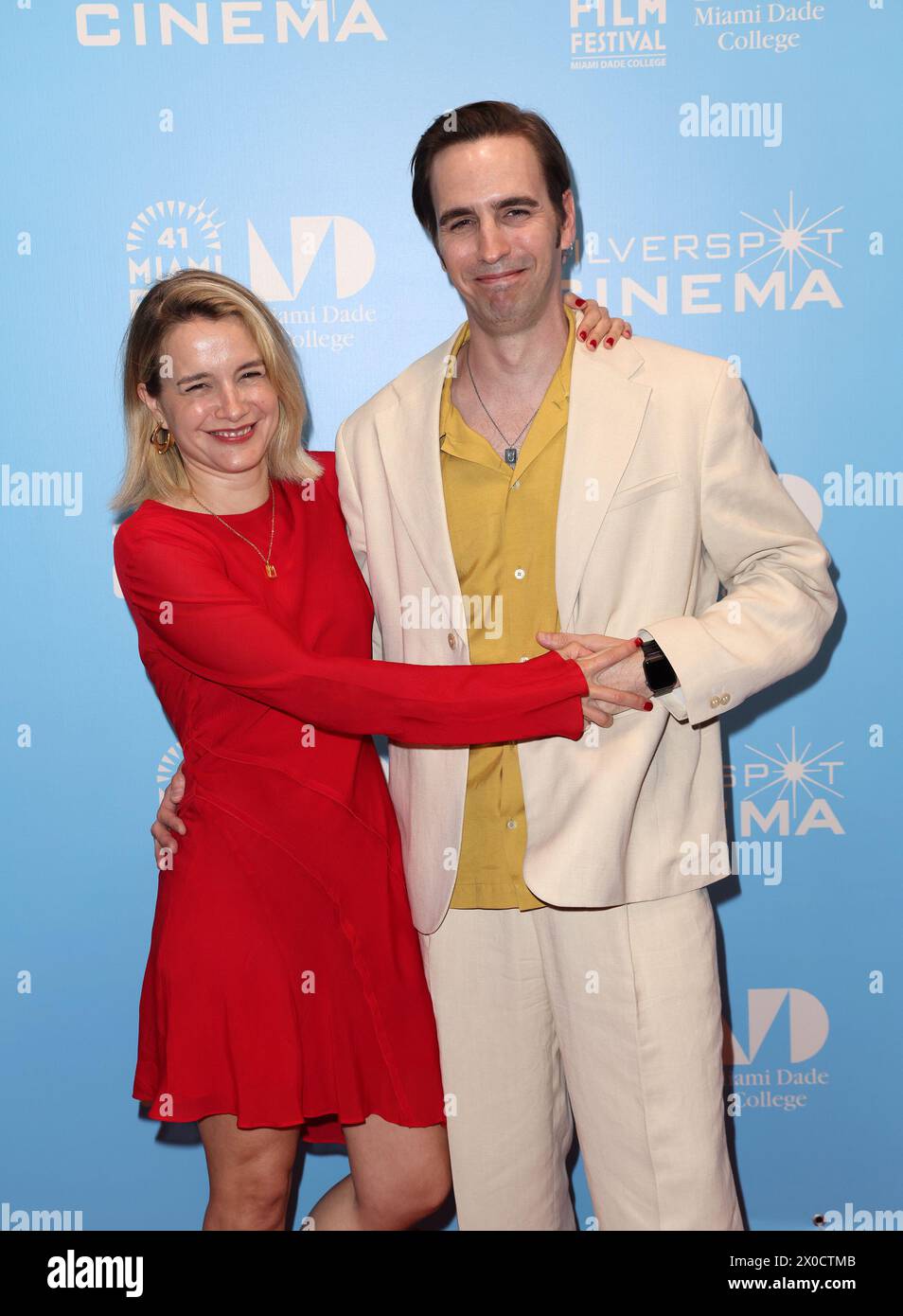 MIAMI, FL-April 10: Carla Fuentes and Director, Guille Polo are seen ...