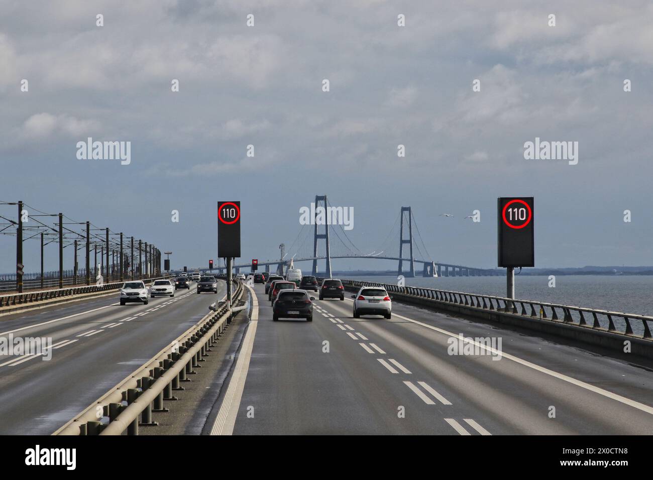 Eastern Suspension Bridge of Great Belt Bridge viewed from western ...