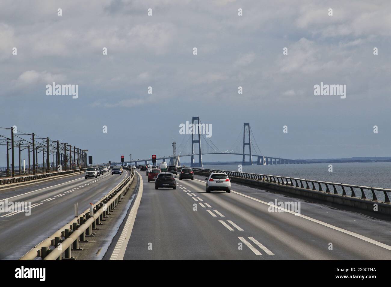 Eastern Suspension Bridge of Great Belt Bridge viewed from western ...