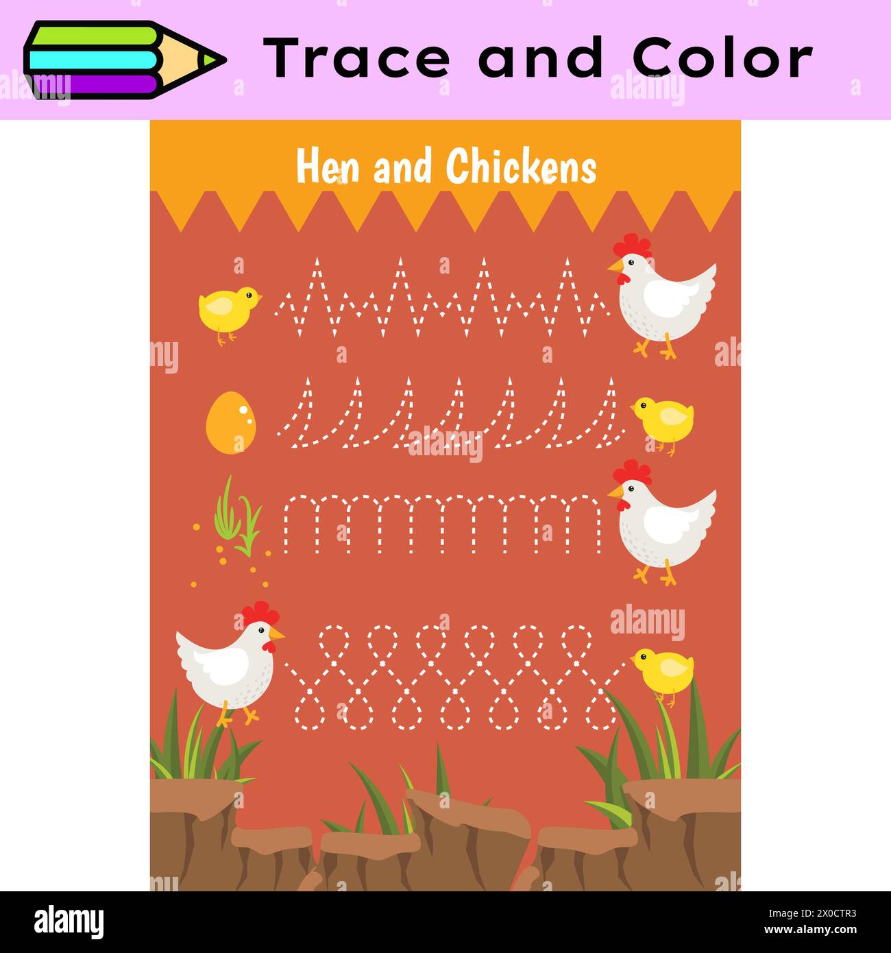 Pen tracing lines activity worksheet for children. Pencil control for ...