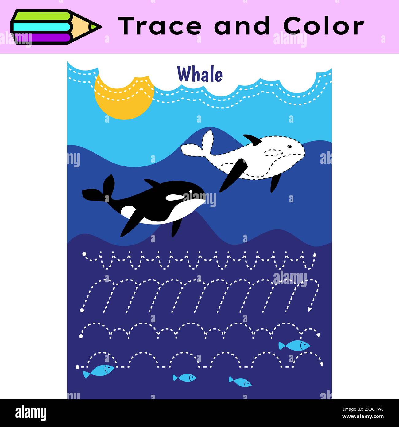 Pen tracing lines activity worksheet for children. Pencil control for ...
