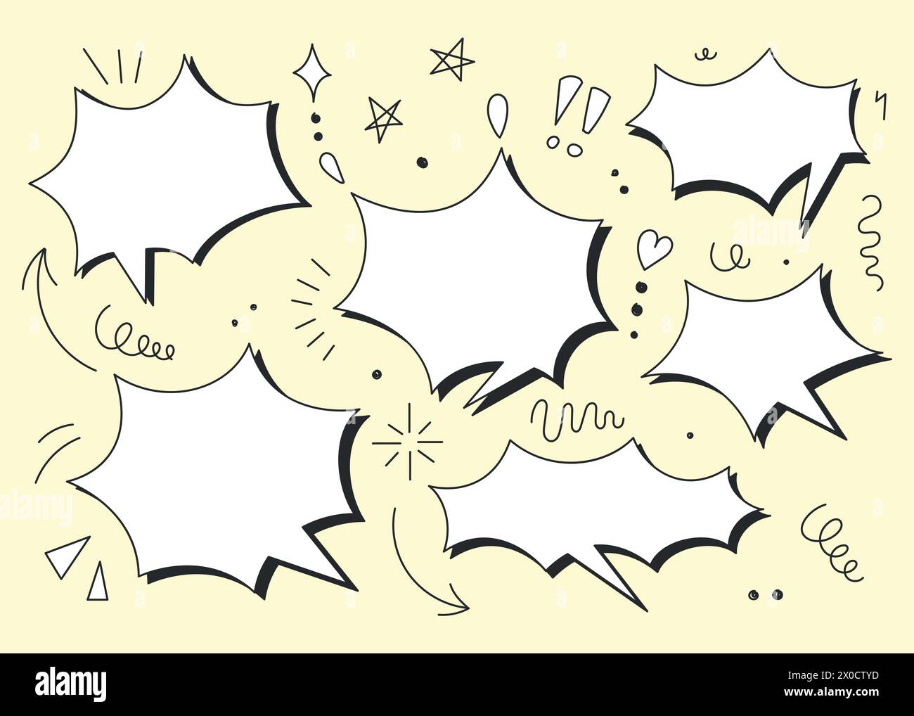 Vector chat speech or dialogue. Set of hand-drawn speech bubbles ...