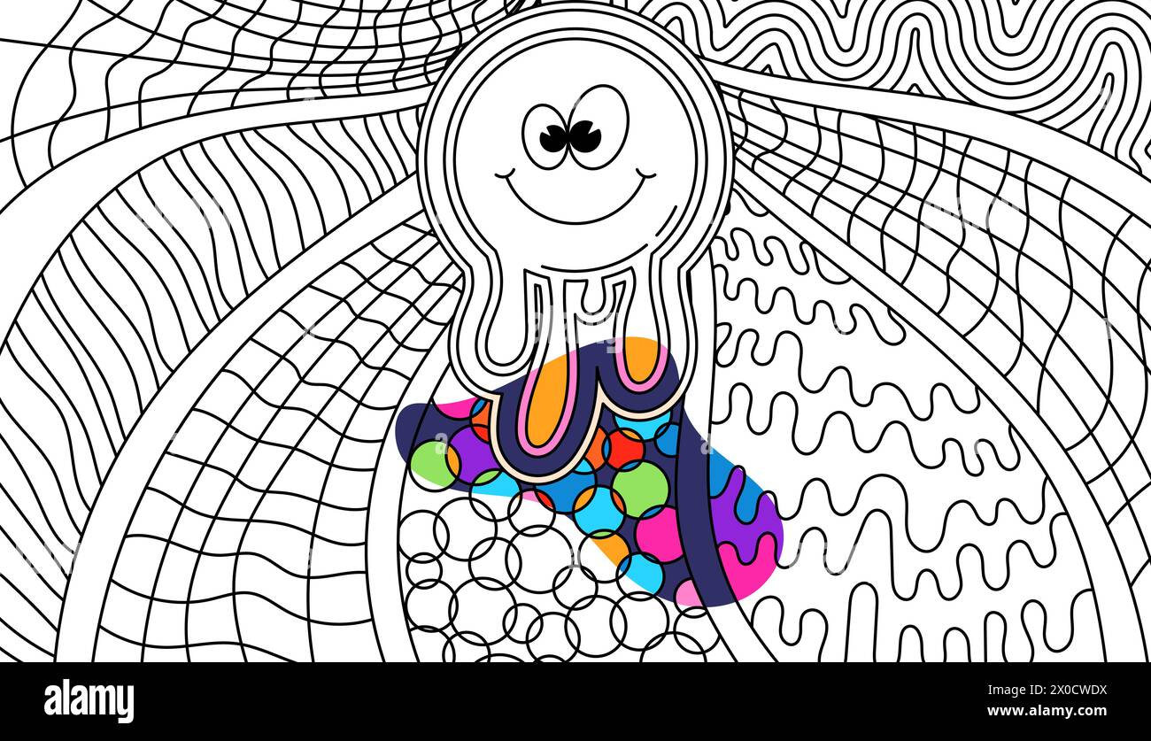 Zentangle coloring page for adults. Smyle checkerboard lines Stock ...