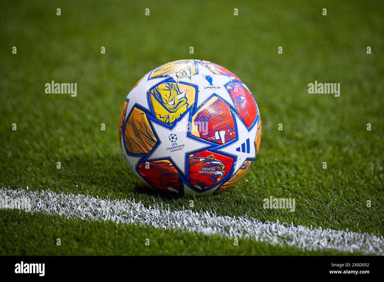 MADRID, SPAIN - APRIL 10: The UEFA Champions League ball during to the ...