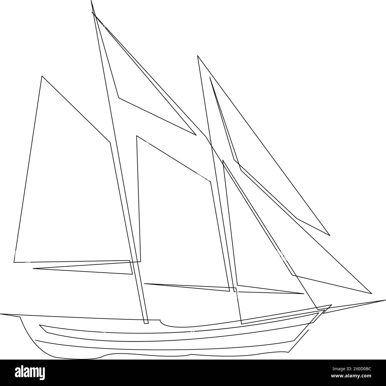 Continuous one line drawing of sailing ship. Vector illustration Stock Vector Image & Art - Alamy