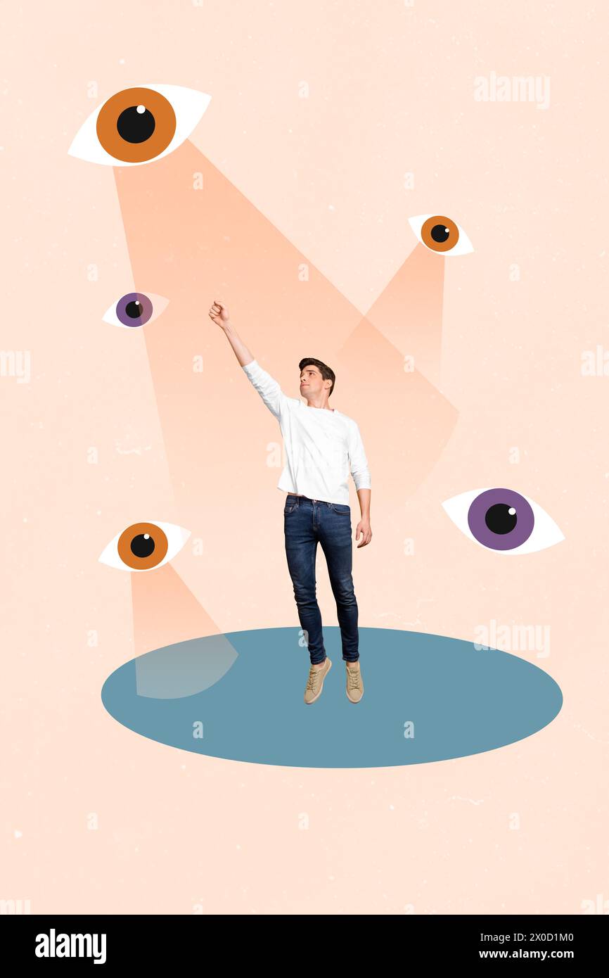 Composite trend artwork sketch image 3D photo collage of young handsome ...