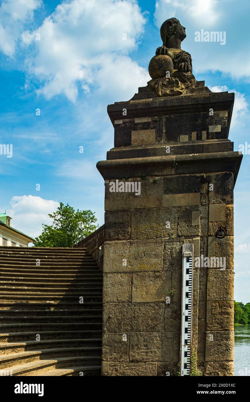 Sphinx on the Grand Staircase of Pillnitz Palace on the Elbe in ...