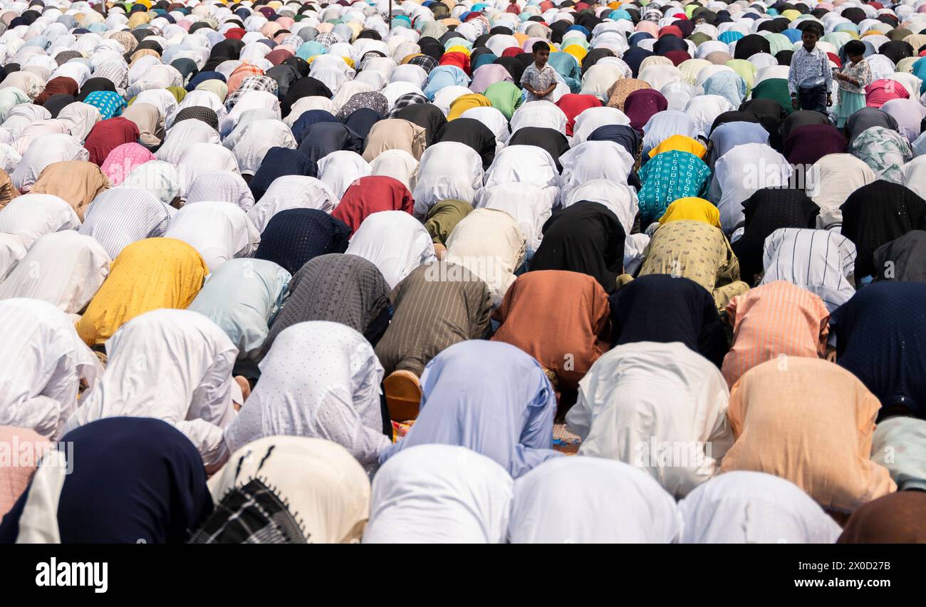 April 11, 2024: GUWAHATI, INDIA - APRIL 11: Muslims gather to perform ...