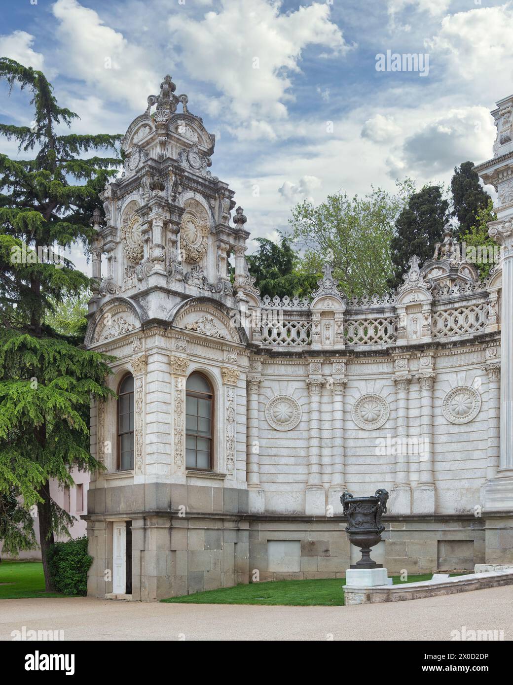 Gate's tower at former Ottoman Dolmabahce Palace, or Dolmabahce Sarayi ...