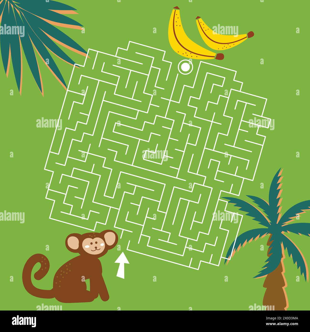 Maze game Labyrinth Jungle vector illustration. Colorful puzzle for ...