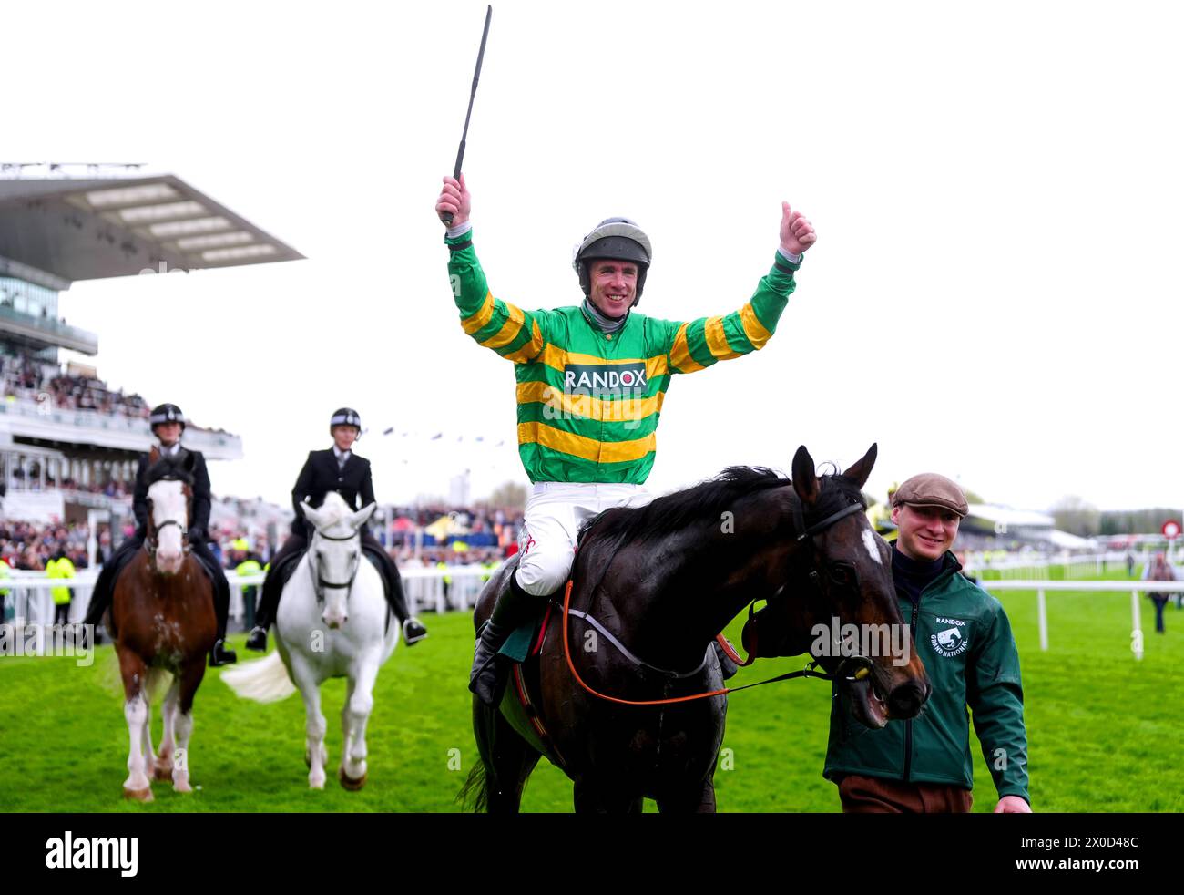 Jockey Derek O'Connor celebrates on Its On The Line after winning the ...