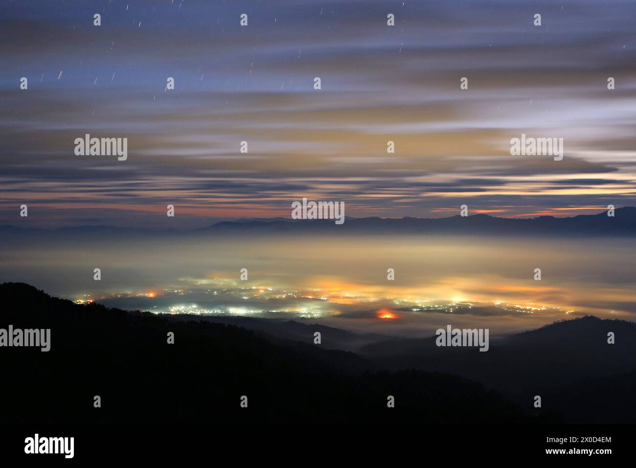 Scenic morning view of Pai City view from Doi Miang and Doi Thong ...