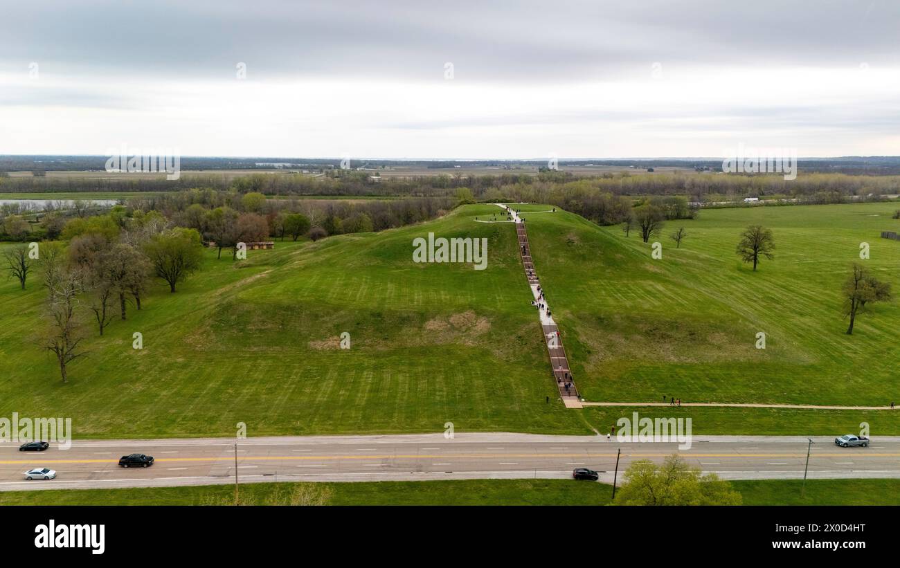 Aerial photograph of Monks Mound at Cahokia Mounds State Historical ...
