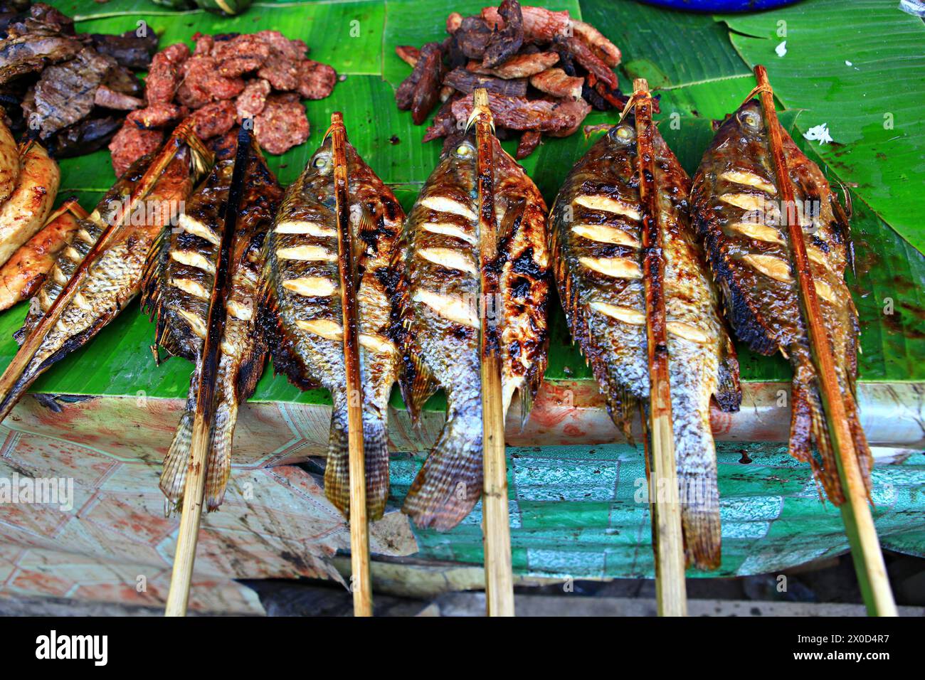 Grilled food, grilled fish, grilled chicken, grilled offal Street food ...