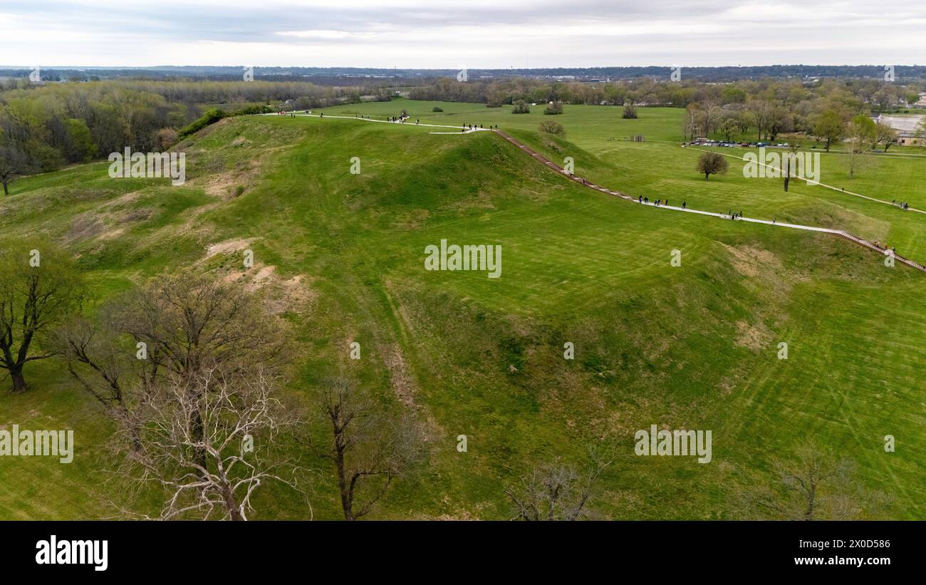 Aerial photograph of Monks Mound at Cahokia Mounds State Historical ...