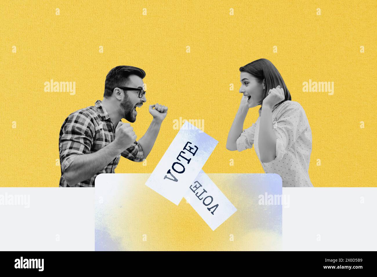 Composite trend artwork sketch image photo collage of yes happy ...