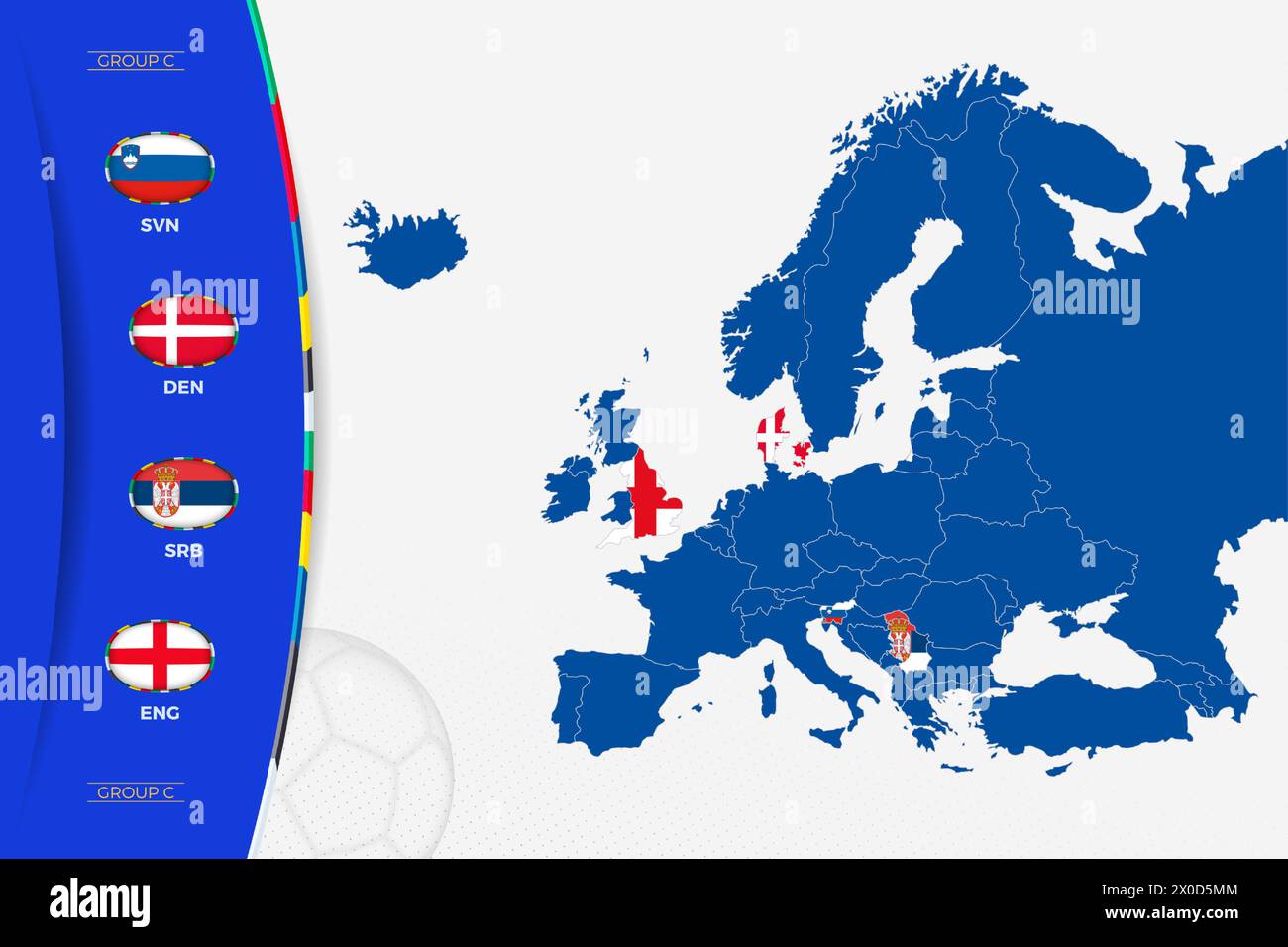 Map of Europe with marked maps of countries participating in group C of ...
