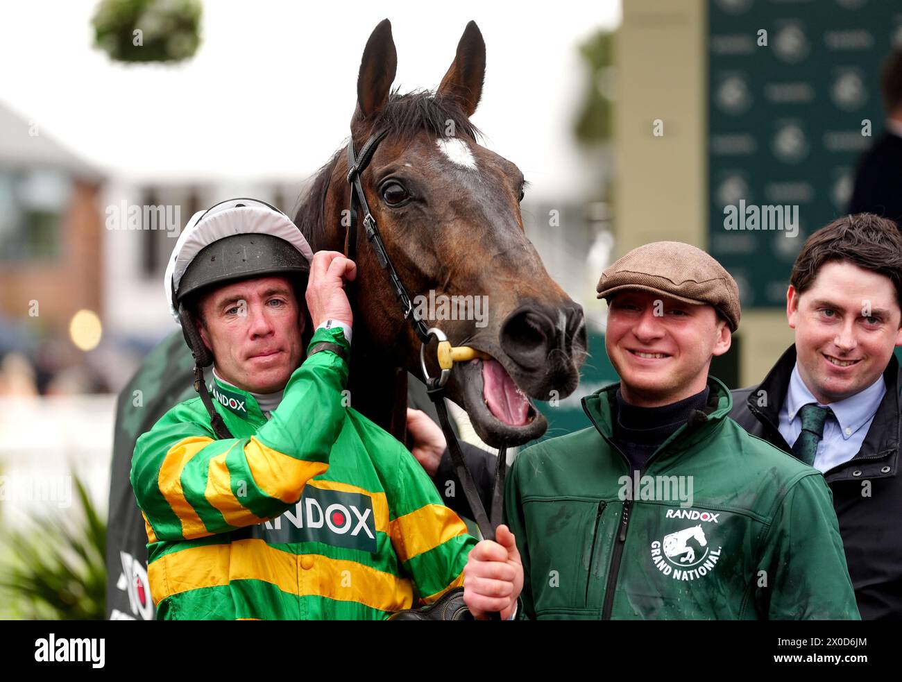 Jockey Derek O'Connor (left) and trainer Emmet Mullins (right) pose for ...