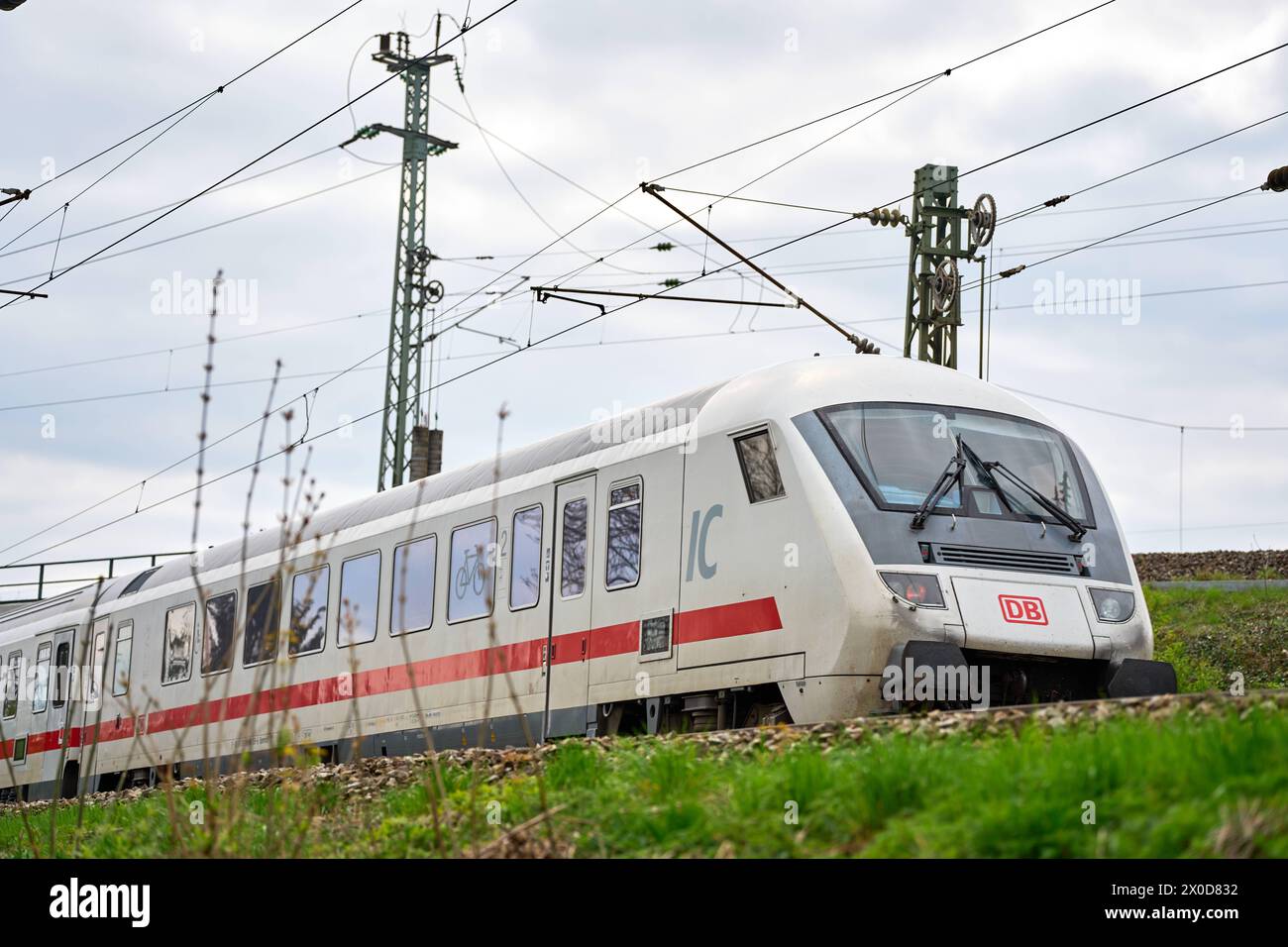 Augsburg, Bavaria, Germany - April 11, 2024: Intercity long-distance train of DB Deutsche Bahn ...
