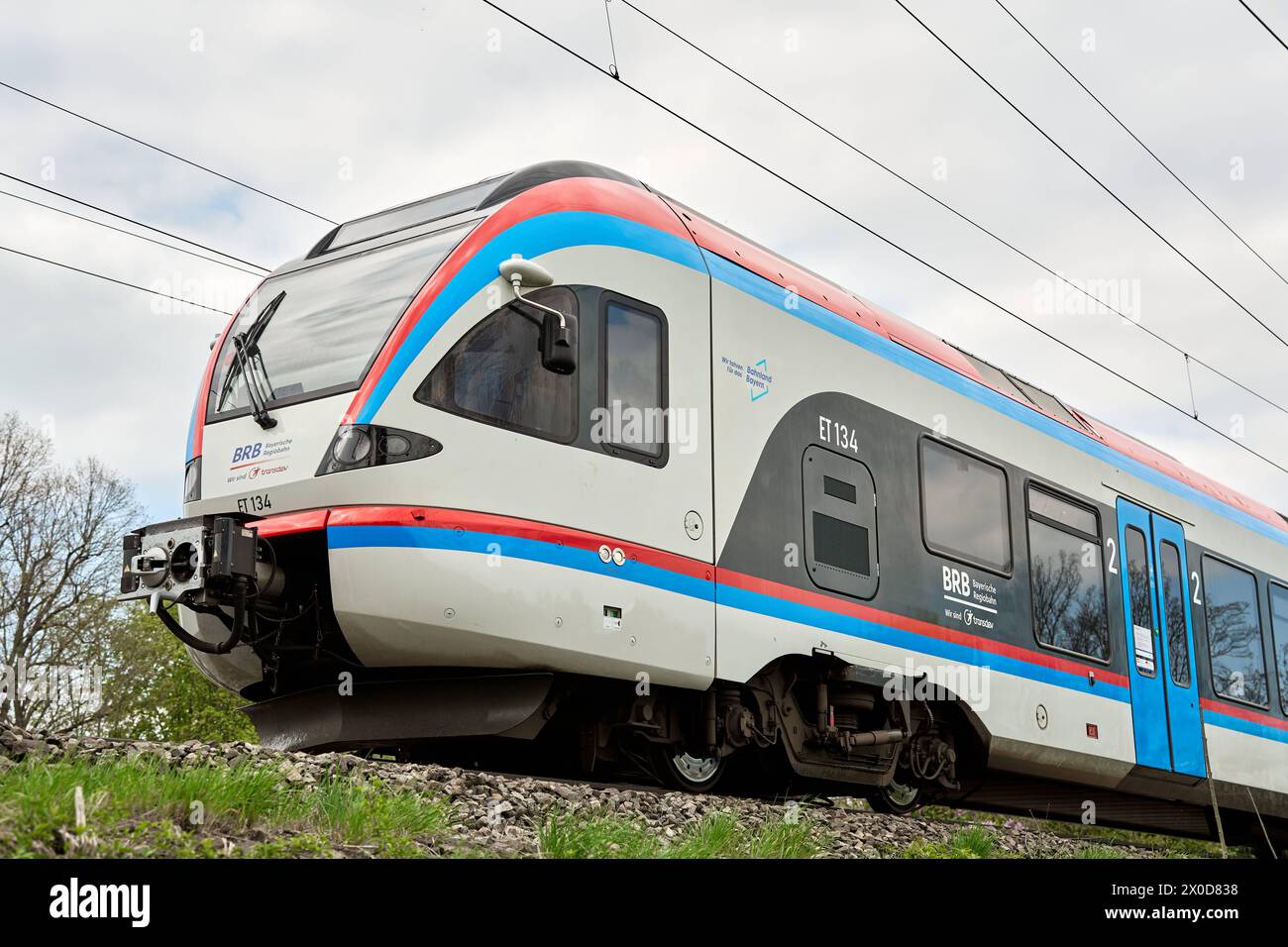 Augsburg, Bavaria, Germany - April 11, 2024: Train from RBR Bayerische ...