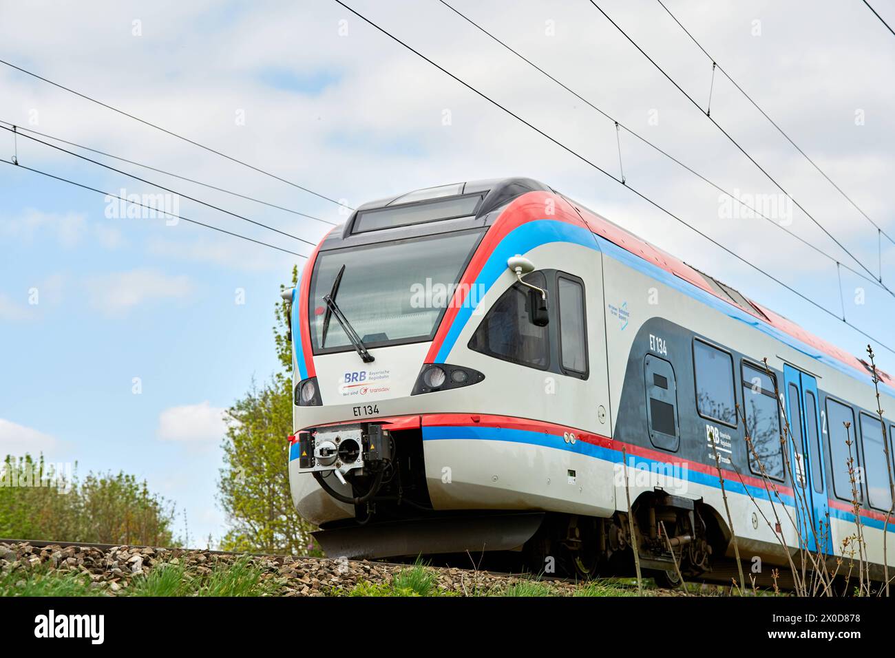 Augsburg, Bavaria, Germany - April 11, 2024: Train from RBR Bayerische ...