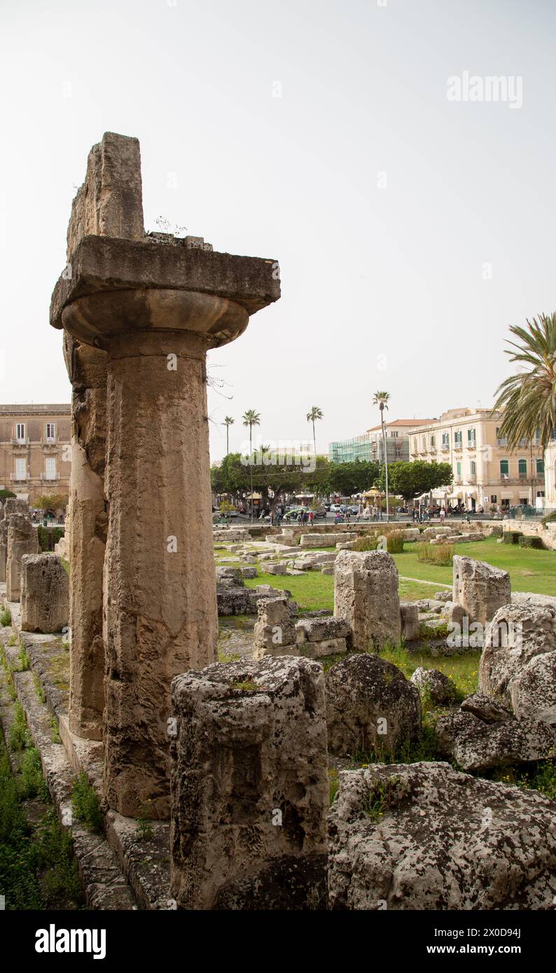 Temple of Apollo ancient Greek monument Ortygia, Ortigia, in front of ...