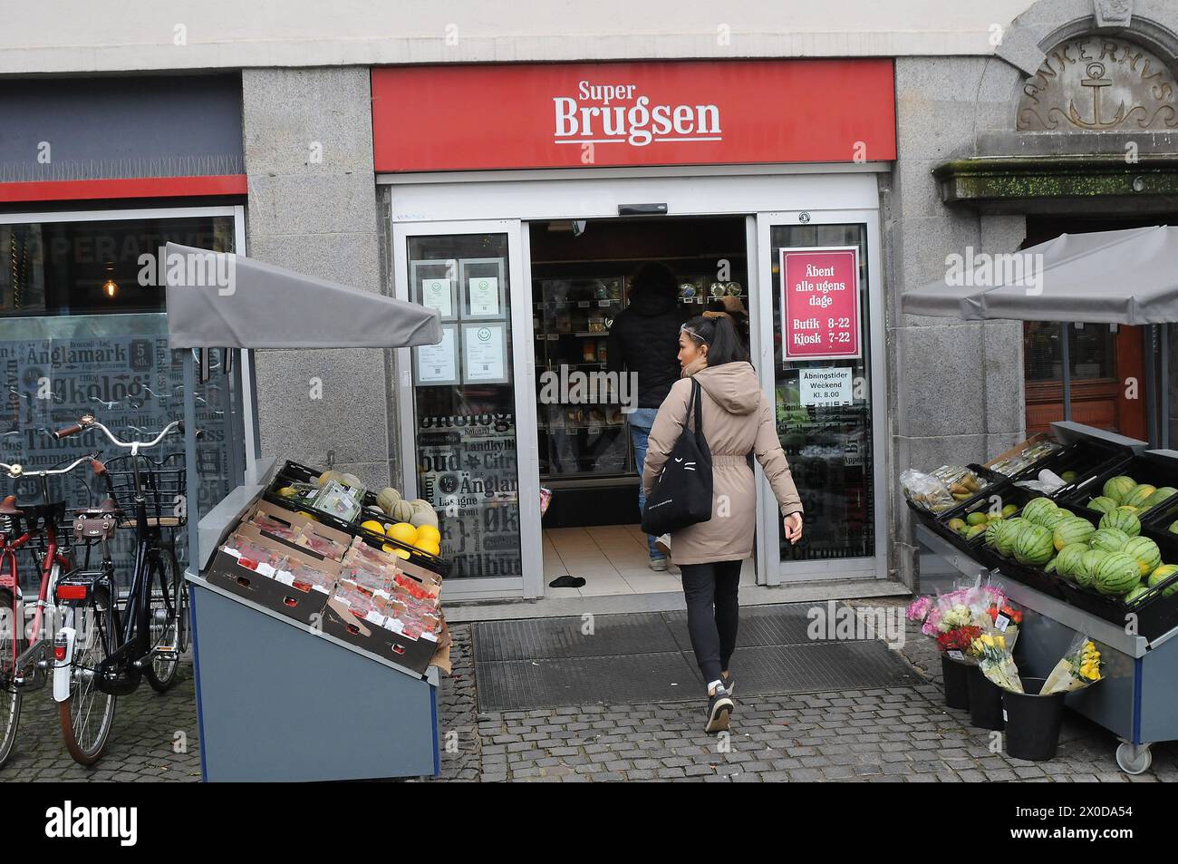 Copenhagen, Denmark /11 April 24/.Super brugsen grocery chain store in ...
