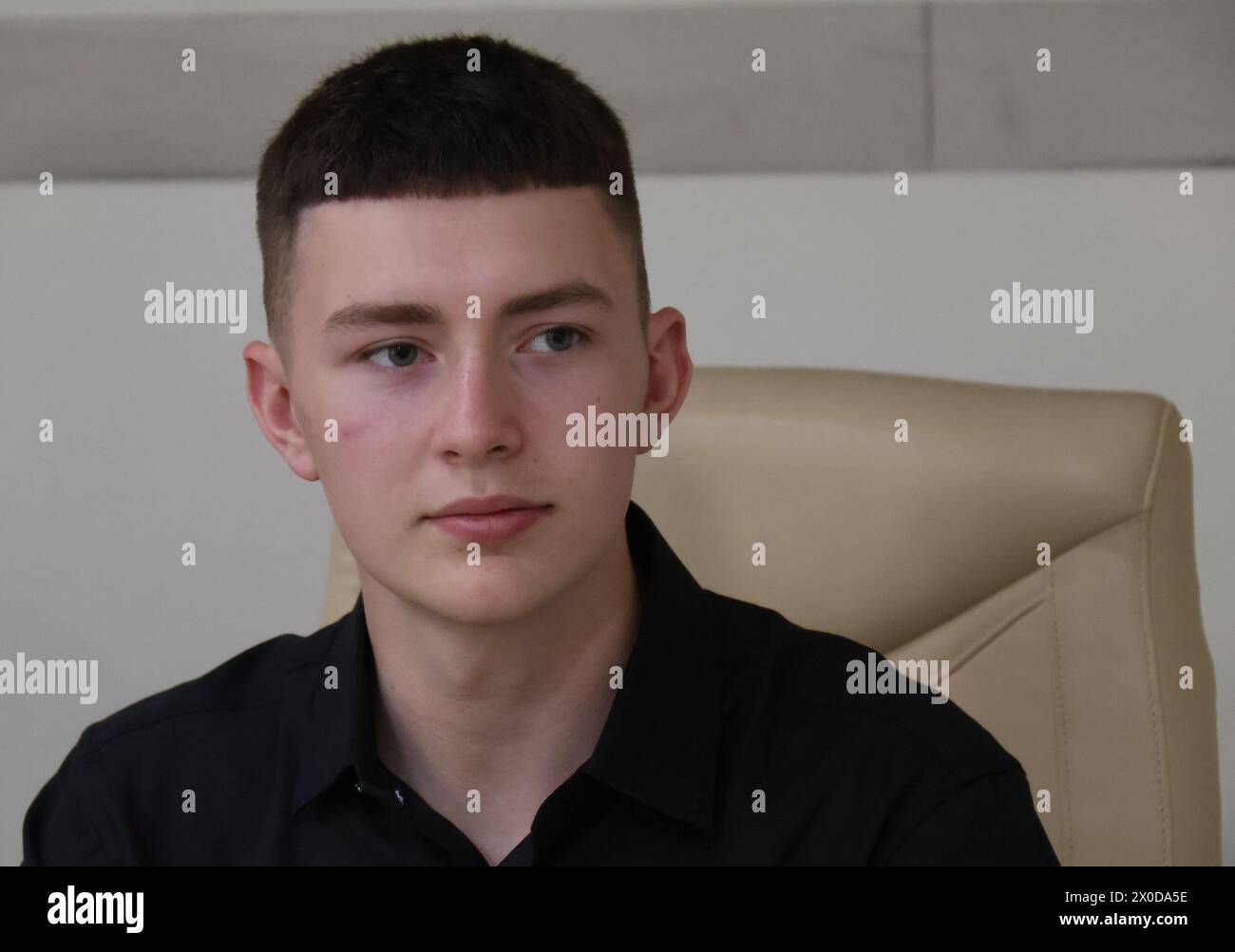 Non Exclusive: KYIV, UKRAINE - APRIL 9, 2024 - Ukrainian skeleton racer ...