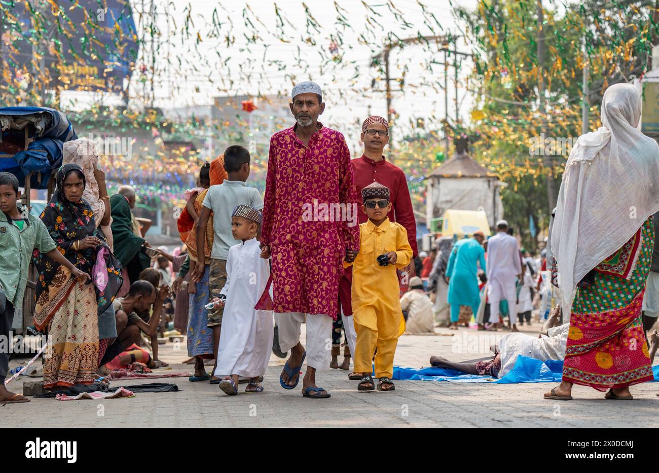 April 11, 2024: GUWAHATI, INDIA - APRIL 11: Muslim people with children ...
