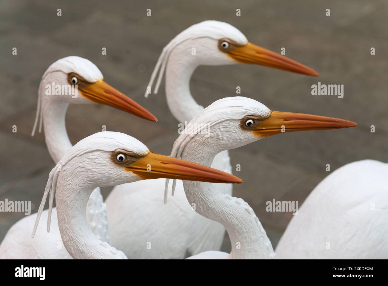 White Plastic Heron Stock Photo - Alamy