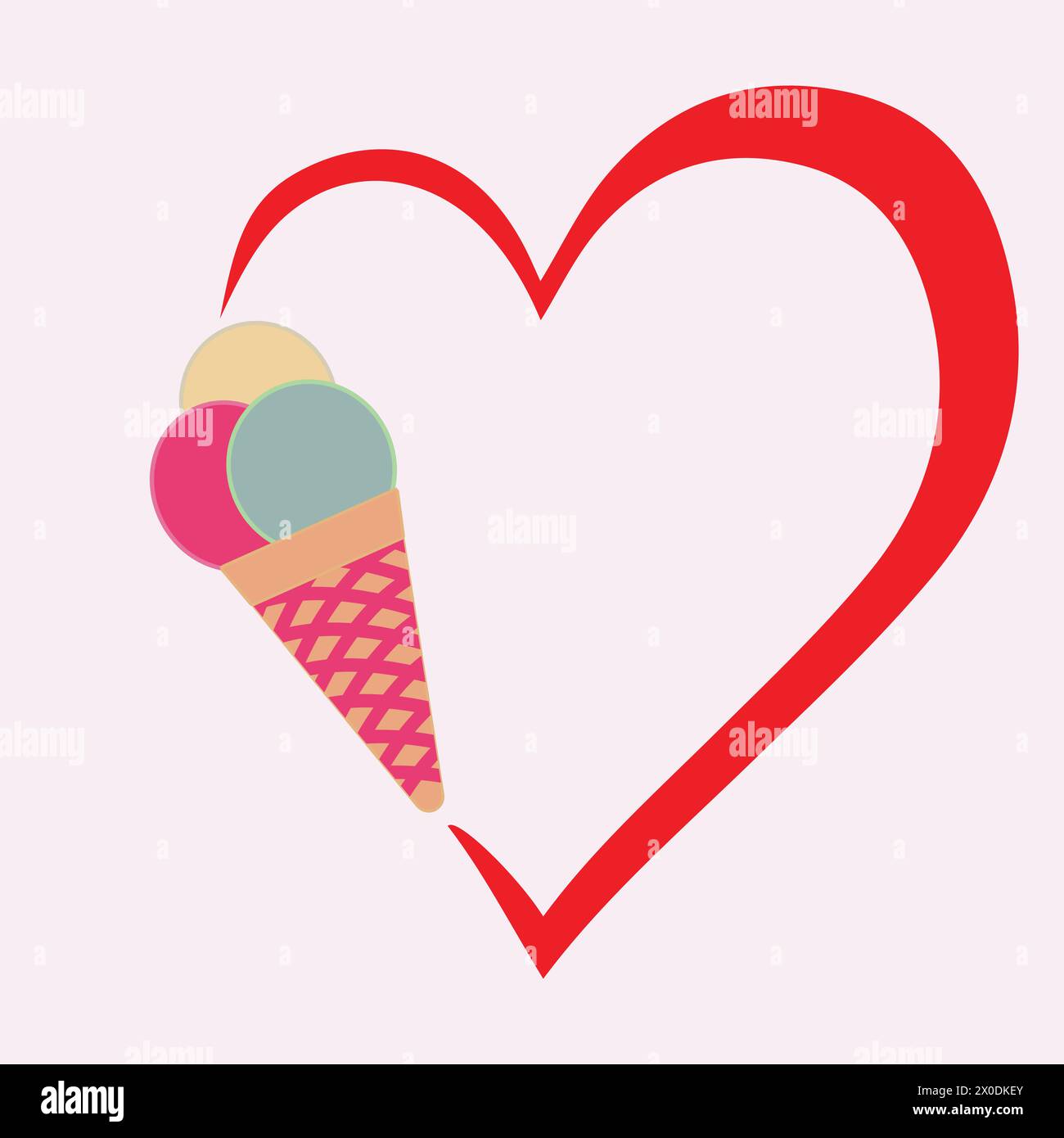 Red heart shape and ice cream cone Stock Vector Image & Art - Alamy