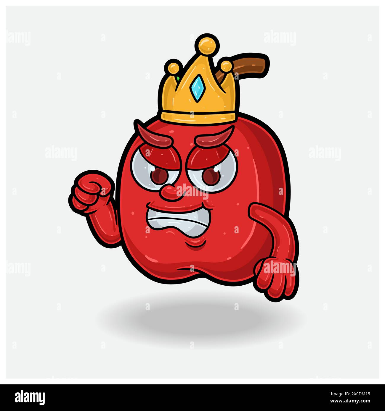 Angry expression with Apple Fruit Crown Mascot Character Cartoon ...