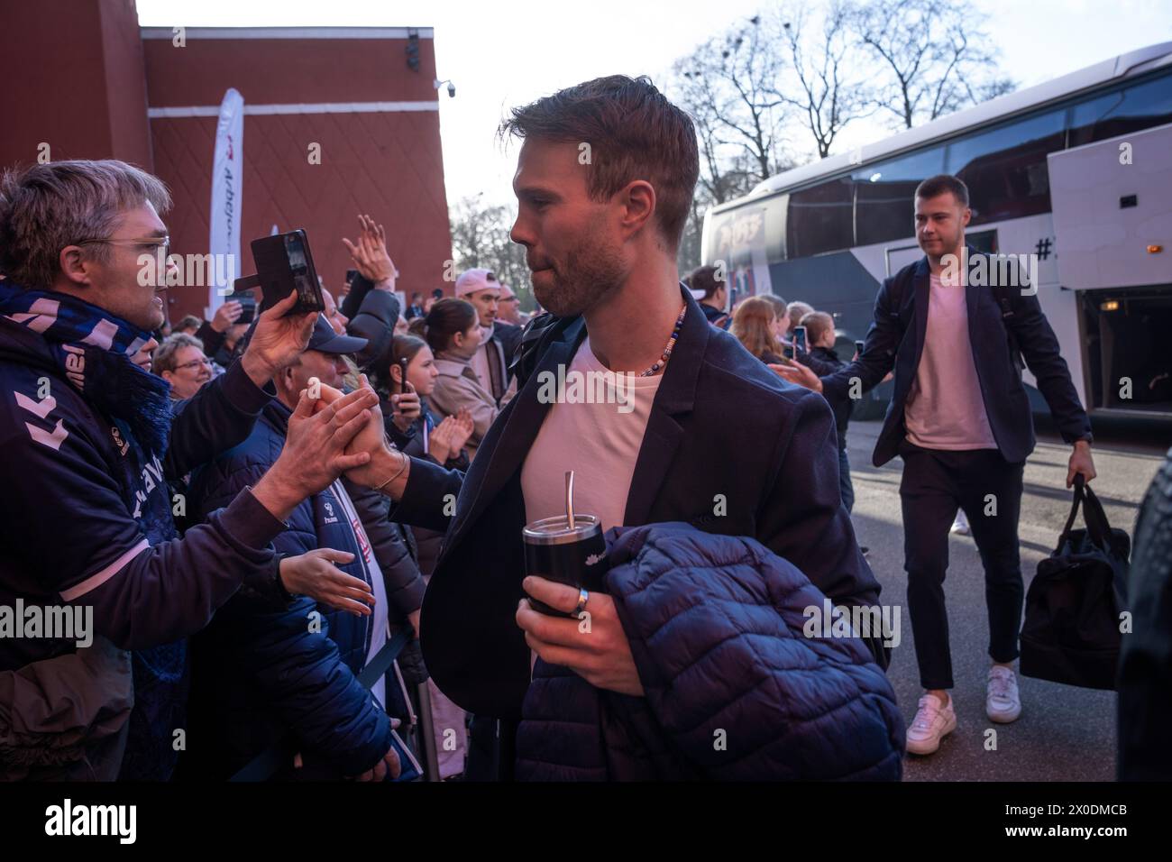 AGF and Patrick Mortensen arrive for the cup semi-final return match ...