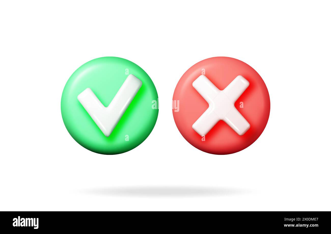 3D right and wrong button shape Stock Vector Image & Art - Alamy