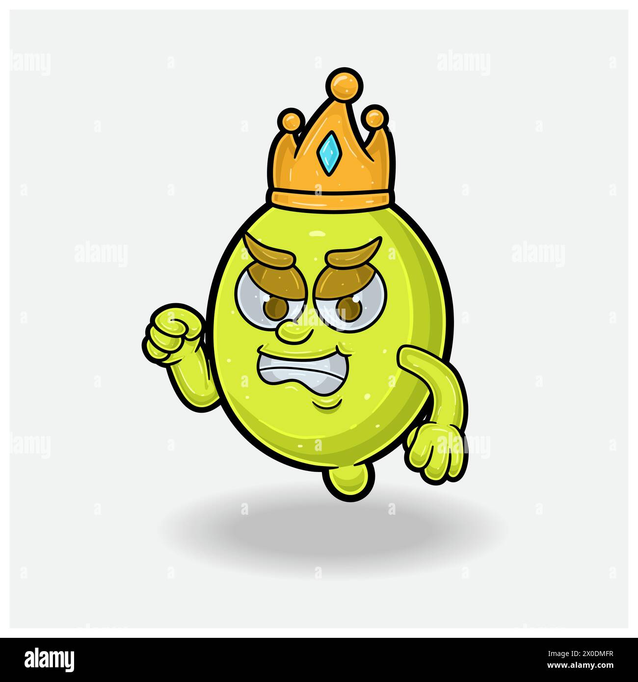 Angry expression with Lemon Fruit Crown Mascot Character Cartoon ...