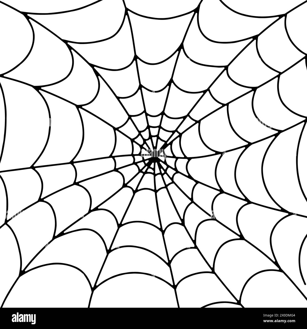 Scary web on a white background. Black web. Hand drawn banner with ...