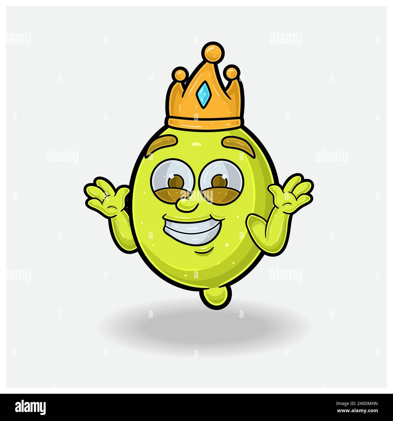 Dont Know Smile expression with Lemon Fruit Crown Mascot Character ...