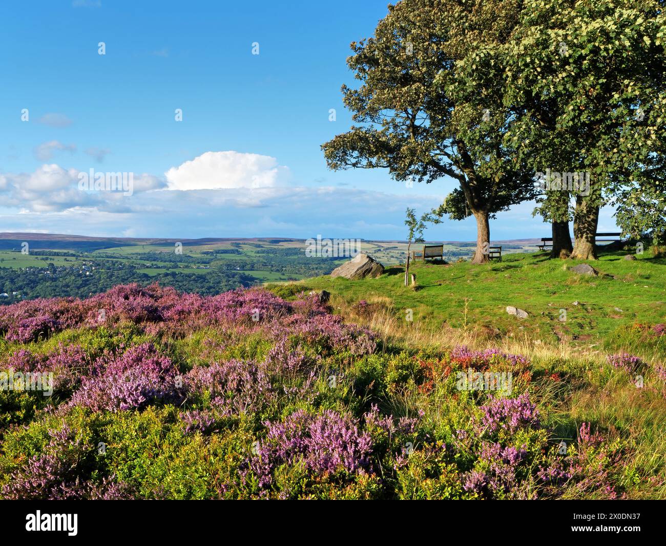 UK, West Yorkshire, Ilkley, Ilkley Moor, Viewpoint near White Wells ...