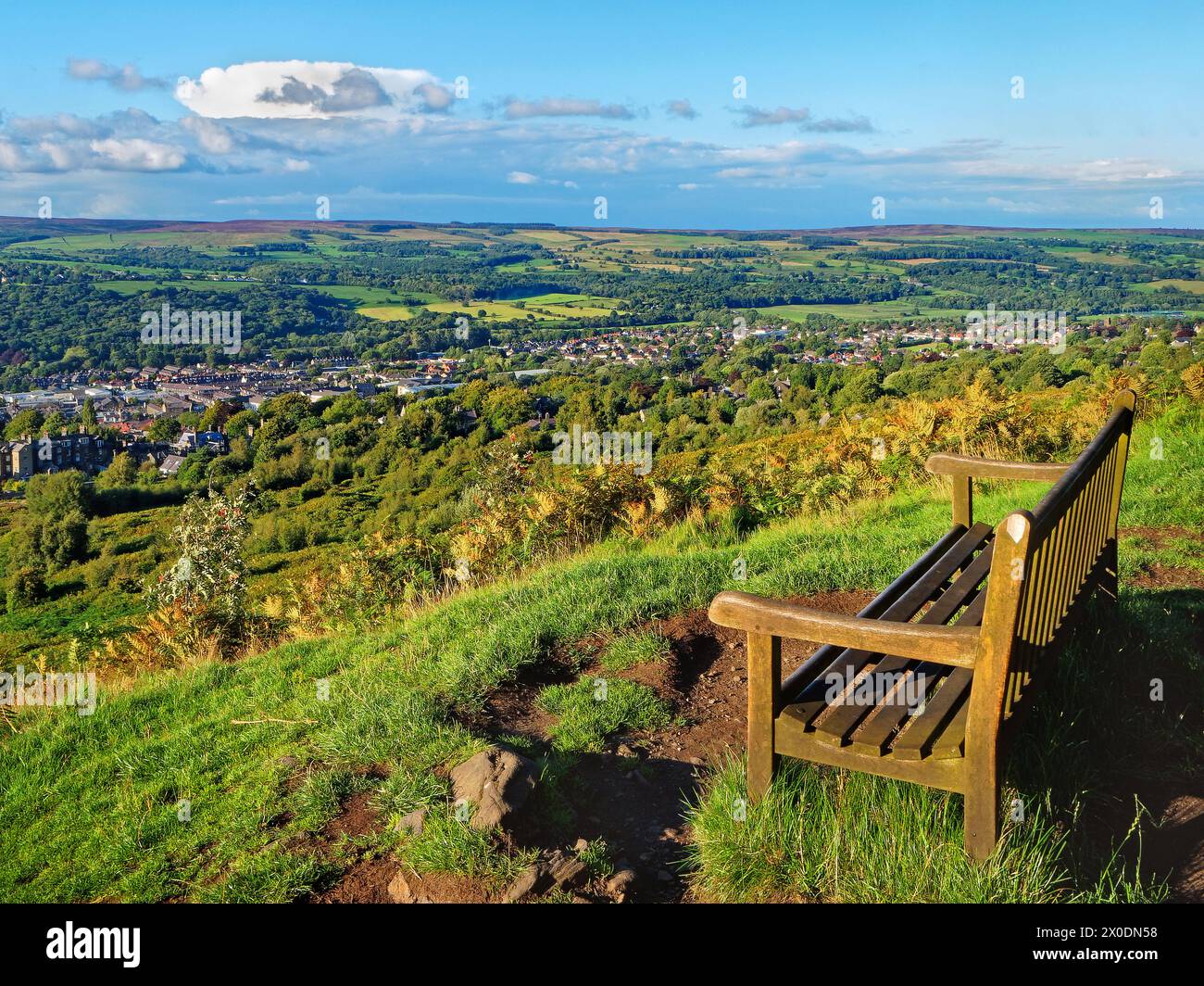 UK, West Yorkshire, Ilkley, Ilkley Moor, Viewpoint near White Wells ...