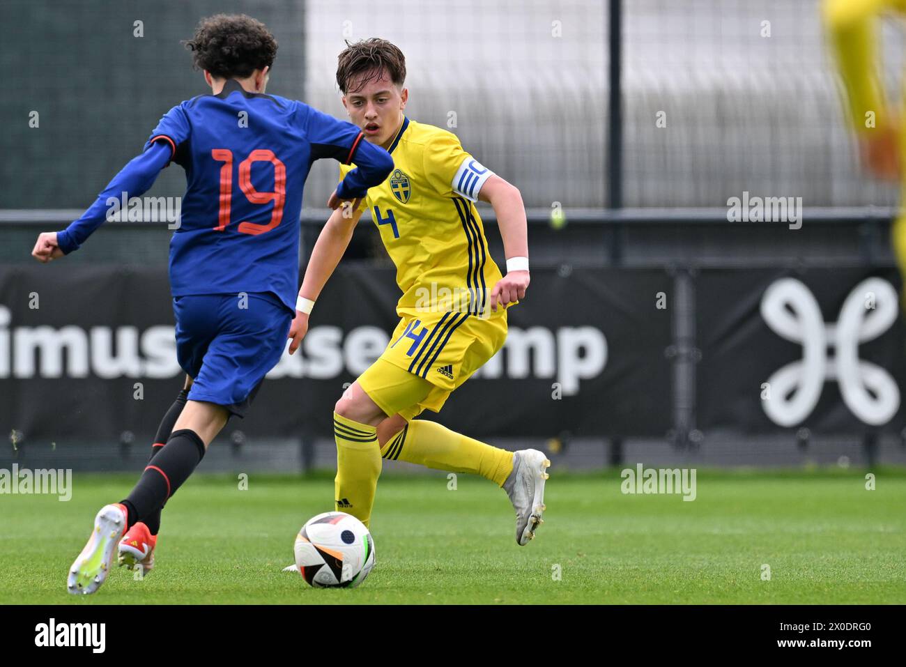 Dino Kolic (14) of Sweden pictured defending on Jason Inocencio (19) of ...