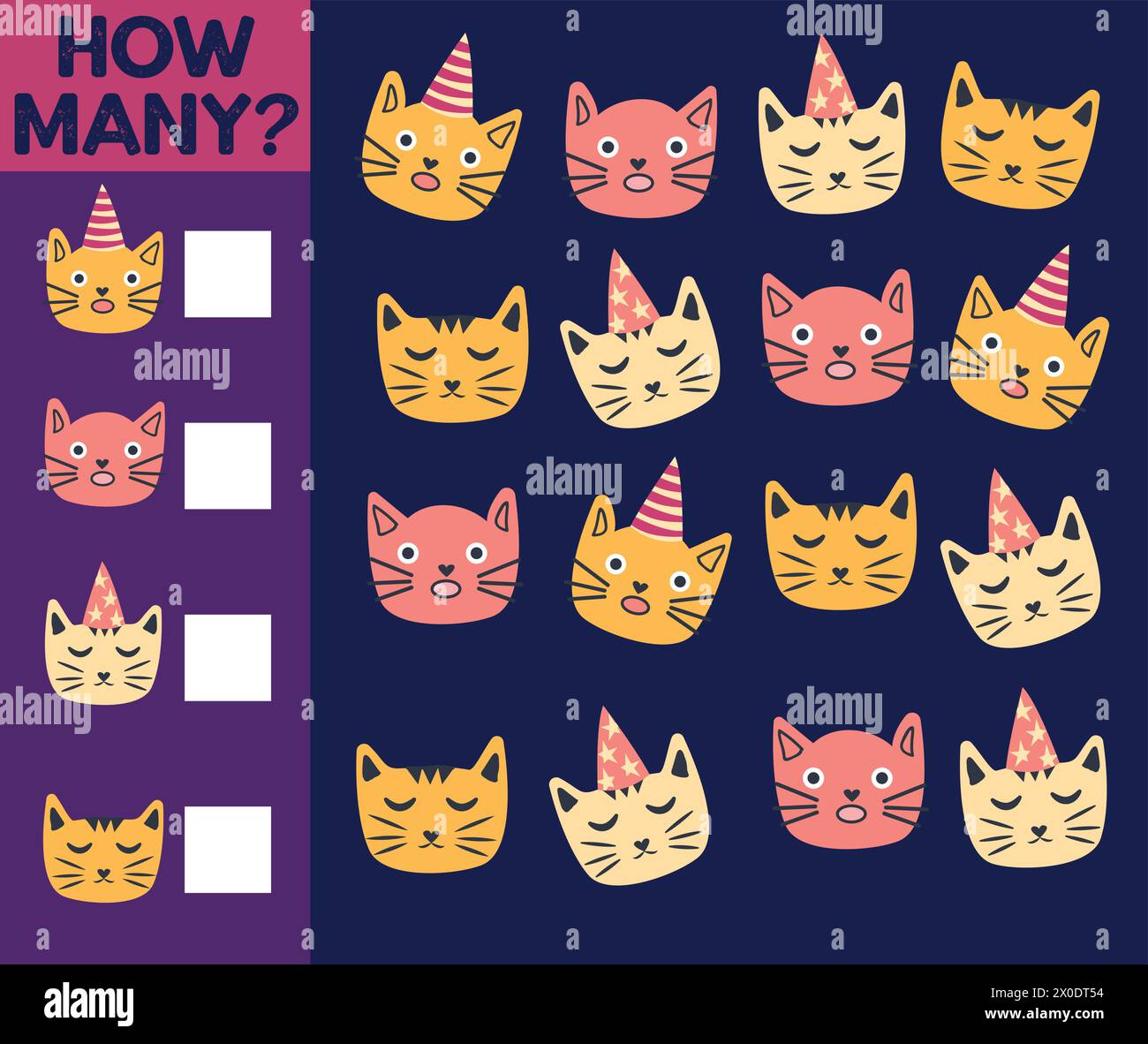 How many Cat, game for children. How many are they game. Count the Cats ...